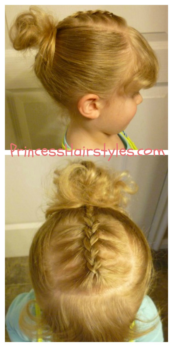 Messy Bun and Elastic Braid Hairstyle - Hairstyles For Girls - Princess ...