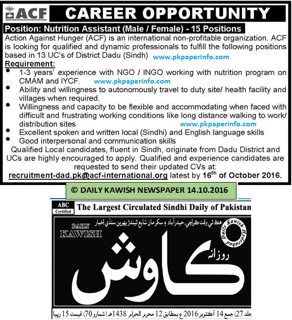 ACF International Job opportunities