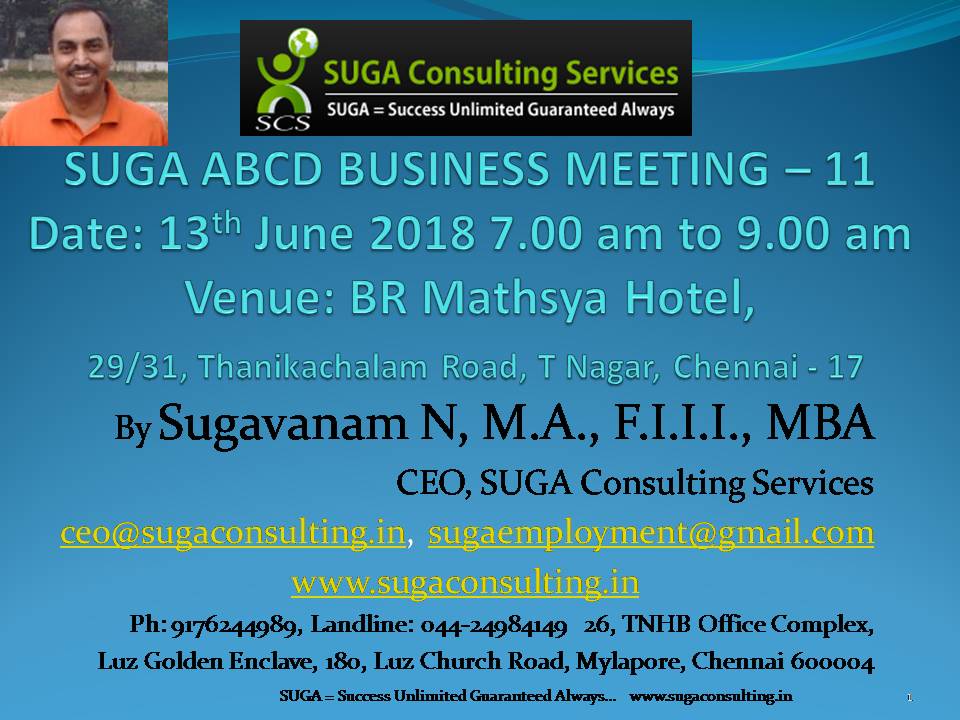 SUGA Consulting Services: SUGA ABCD Business Meet - 11 on June 13th ...