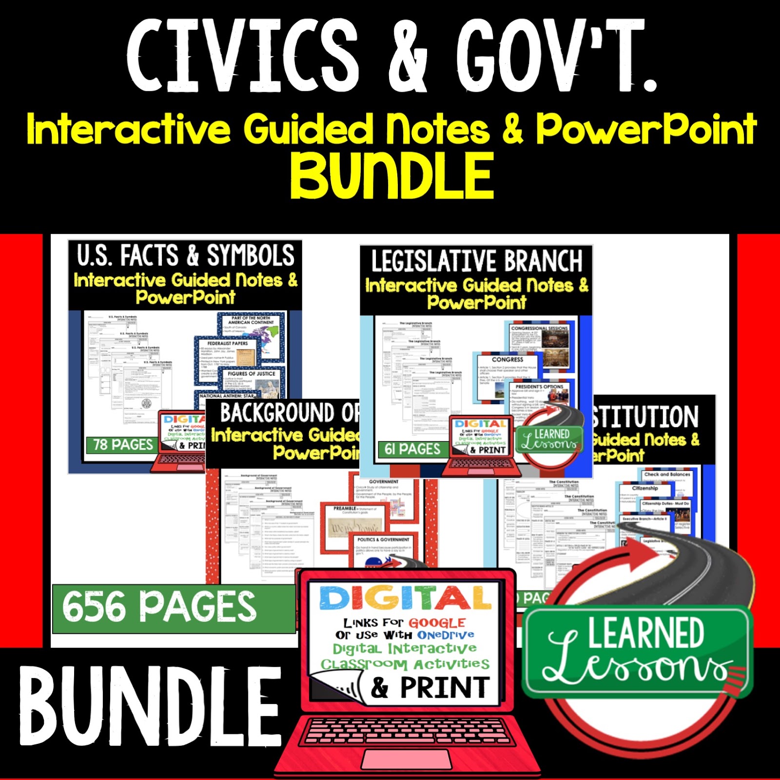 CIVICS Guided Notes and PowerPoints BUNDLE, Print and Digital Graphic ...