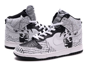 TuPac Amaru Nikes 2pac Dunk High Brass Monki Shoes For Men White Black ...