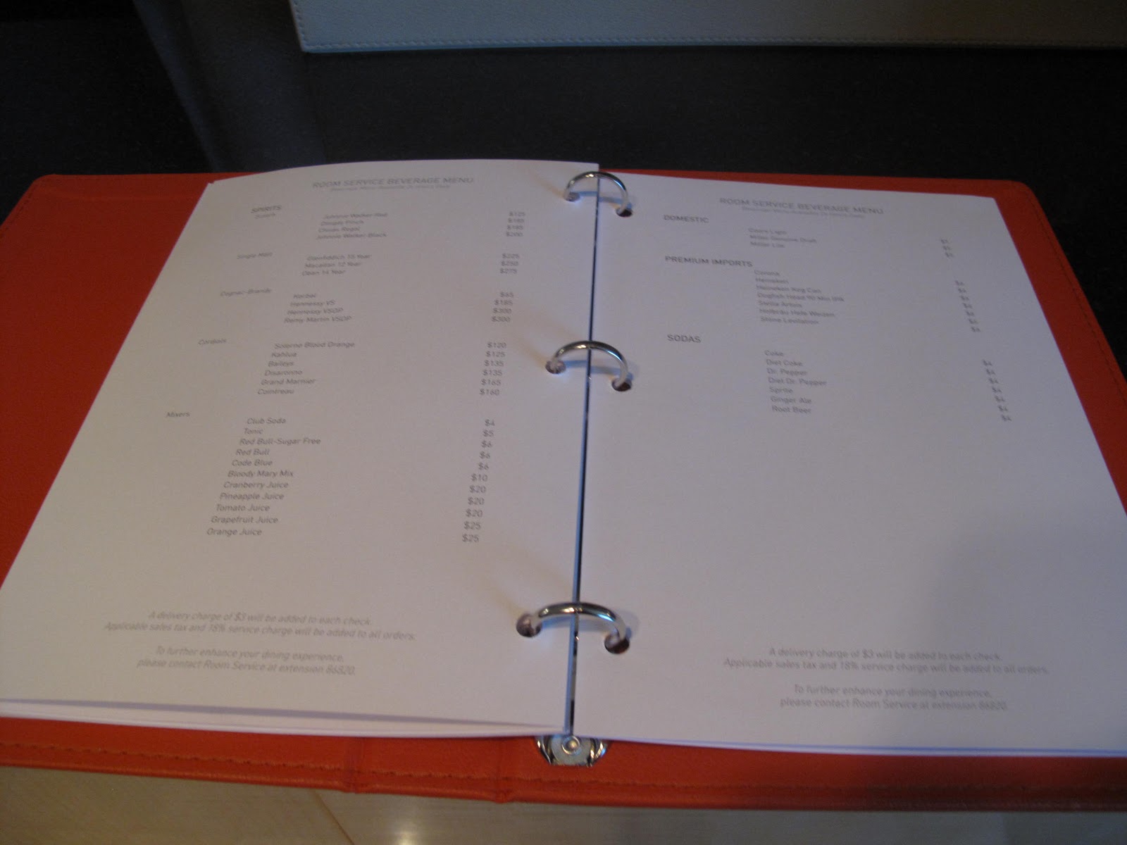 LAS VEGAS DAZE: Cosmopolitan Room Service Menu