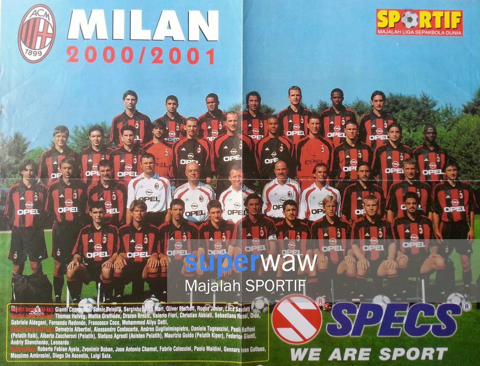 BIG POSTER FULL TEAM AC MILAN 2000/2001