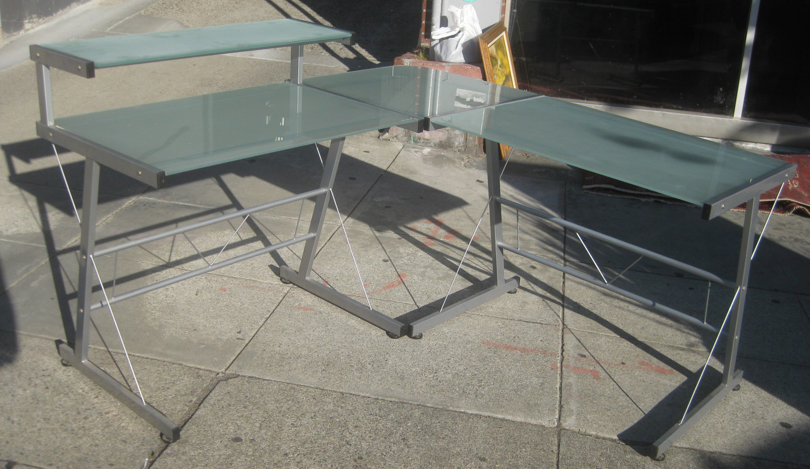 UHURU FURNITURE & COLLECTIBLES: SOLD - Frosted Glass Work Station - $80