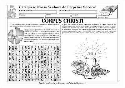 Catequizando com amor: Sugestão de atividades sobre Corpus Christi