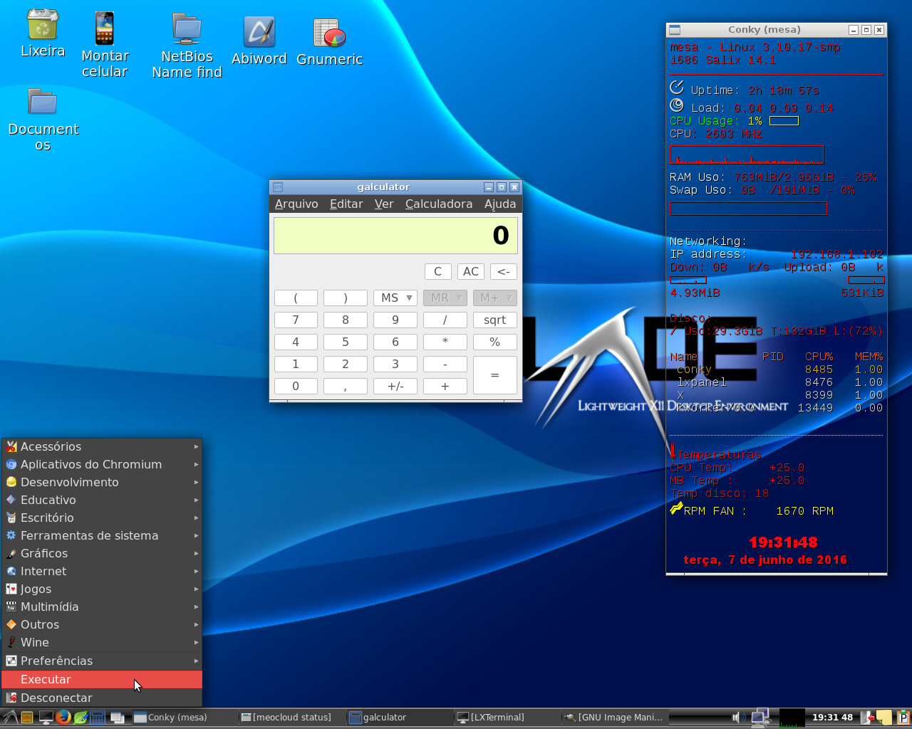 Meu Mundo Tux: Utilizando e configurando o desktop LXDE no Slackware