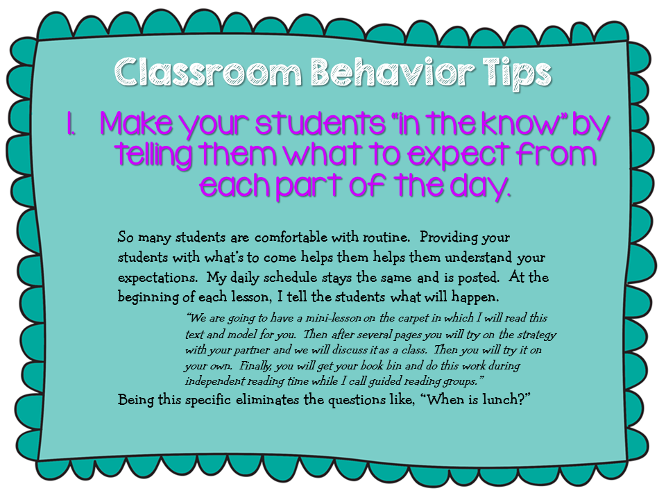 The Go To Teacher: Classroom Behavior Tips