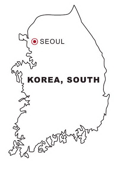 South Korea Map Outline Sketch Coloring Page