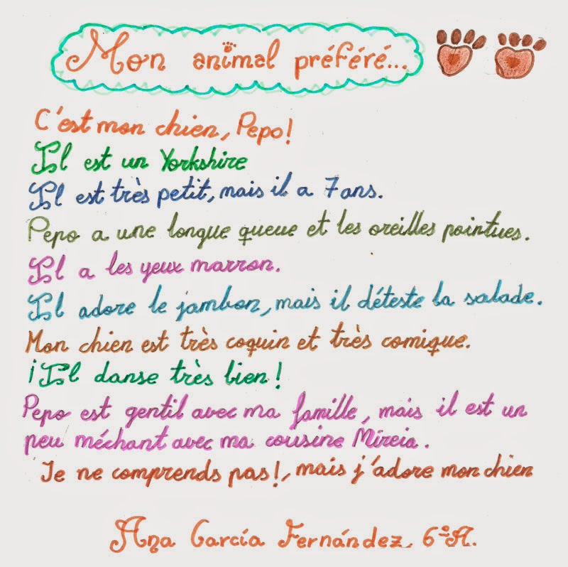 Dans le cartable: Mon animal préféré