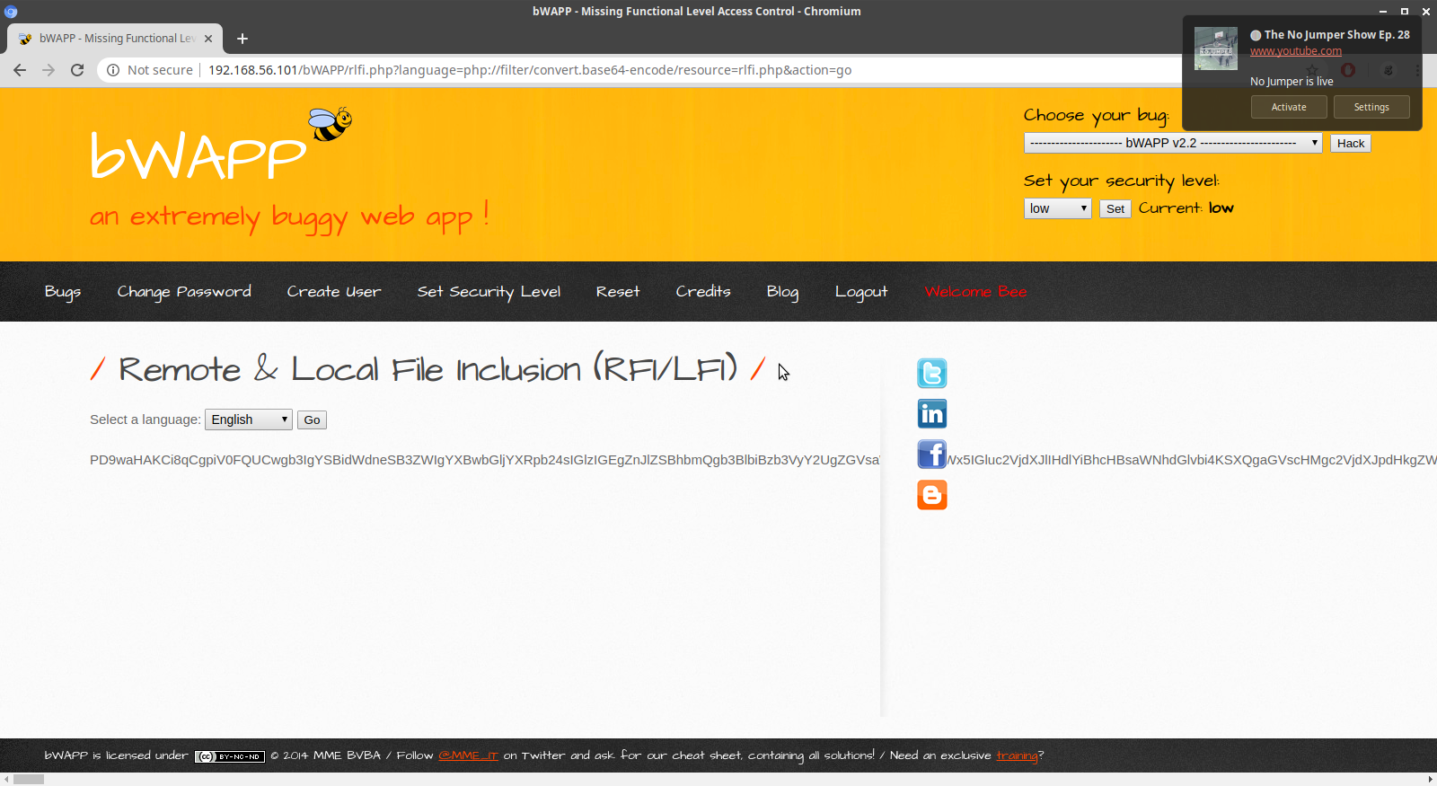 xCYY4Rle: bWAPP Remote & Local File Inclusion (RFI/LFI)