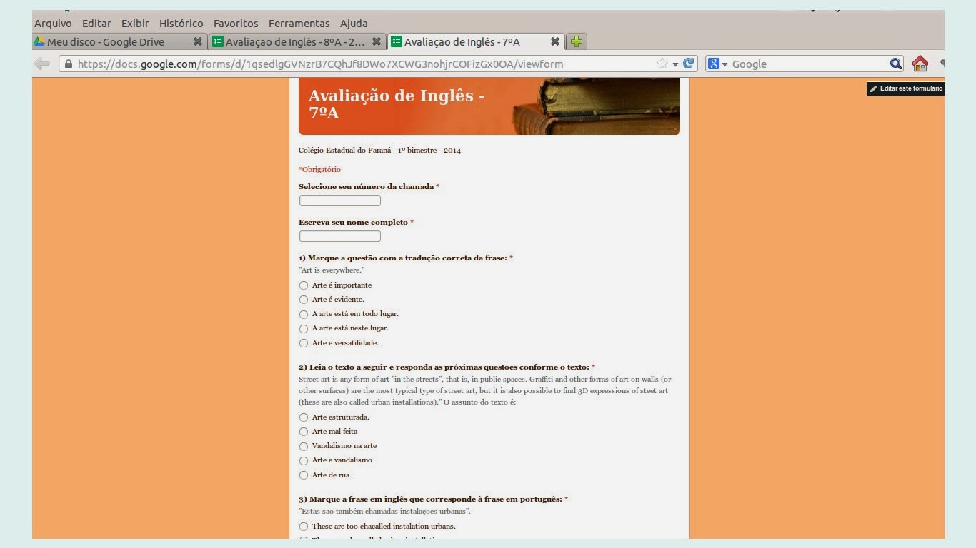 Tecnologia na Escola: Criar prova online