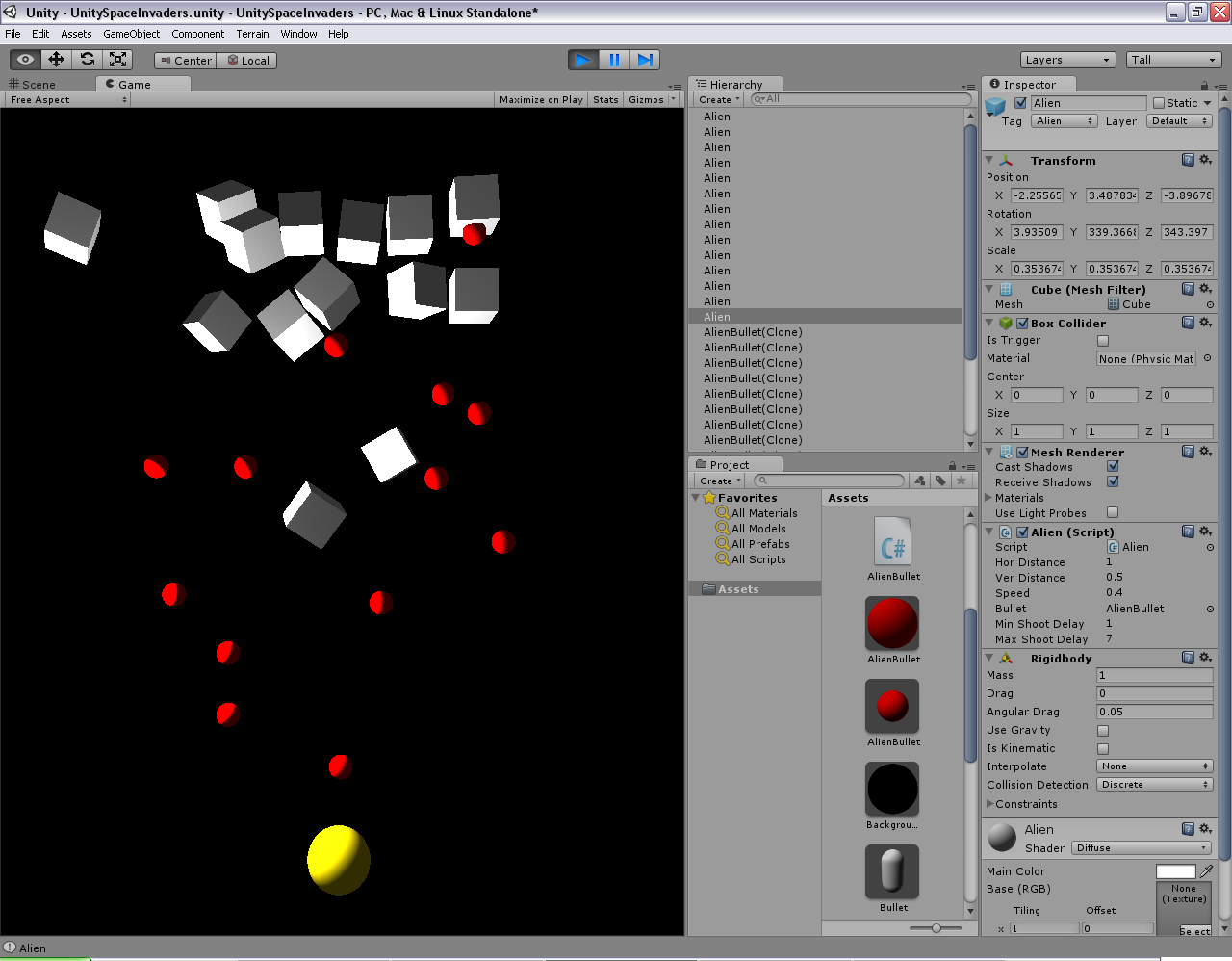 Programmers Ranch Unity3d Space Invaders Part 5 Behaviour