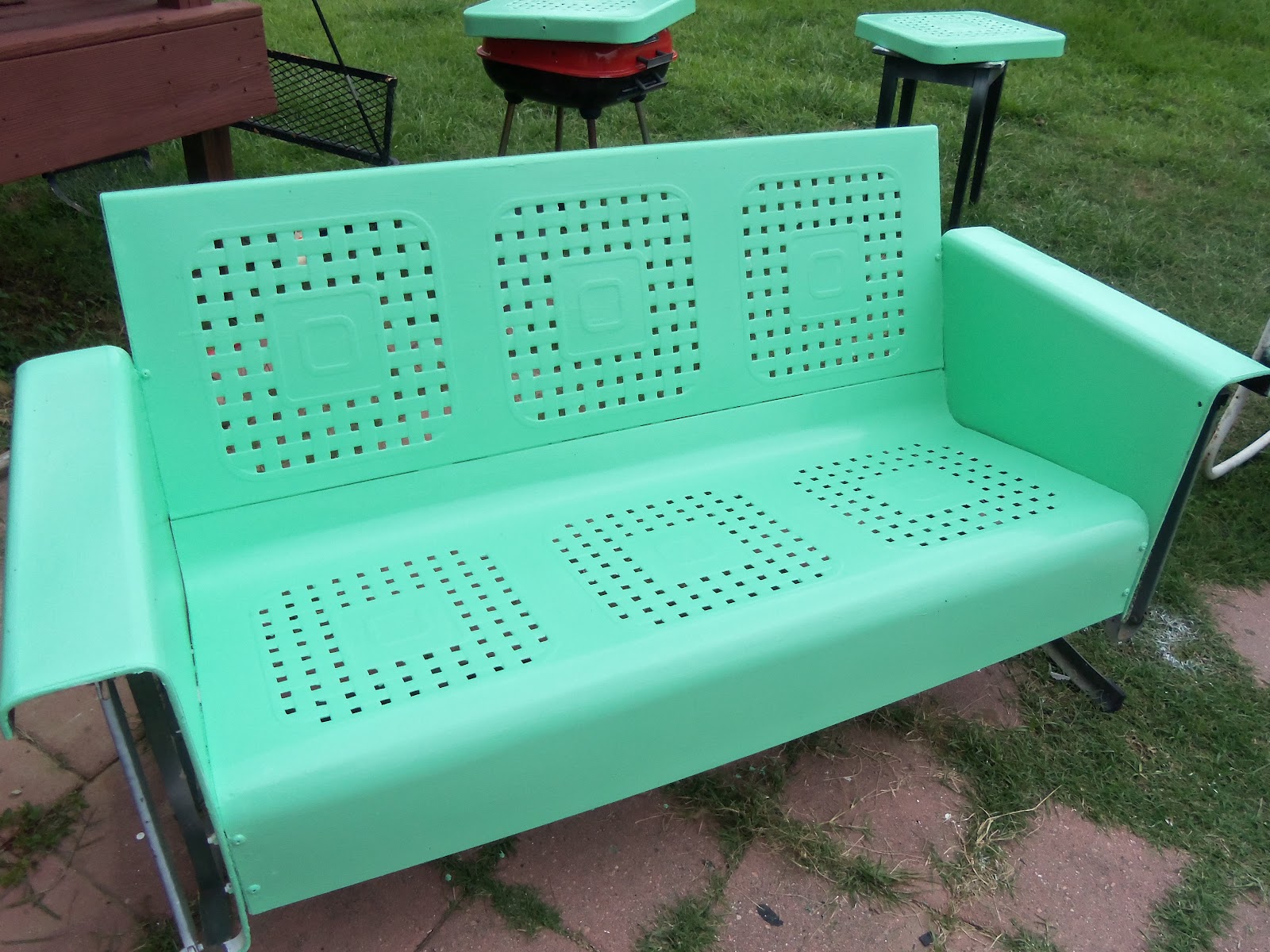 Rusty Pot Antiques: Vintage Metal glider,metal rocking chair, and metal ...