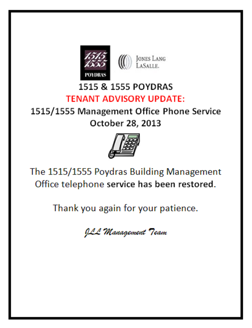 1515 & 1555 Poydras Building's Official Blog: October 2013