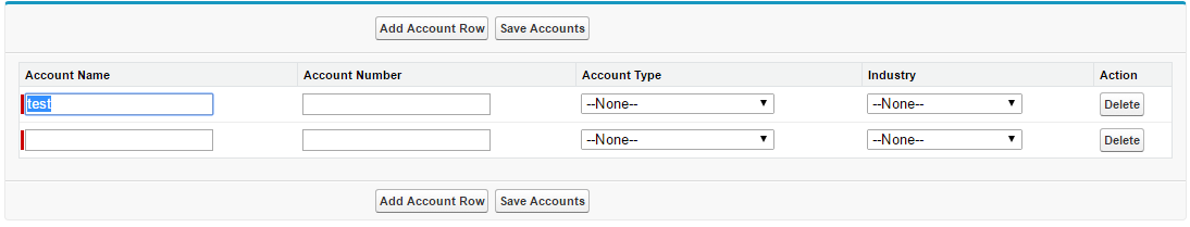 Whatasalesforce Visualforce Page To Dynamically Add And Delete Records As A Rows In The Page