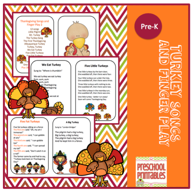 Turkey Songs and Finger Play ~ Preschool Printables