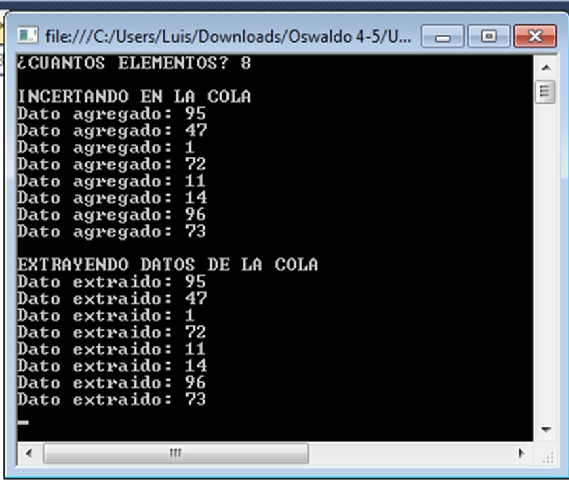programacion en C# (ESTRUCTURAS DE DATOS): COLA SIMPLE (CONSOLA)