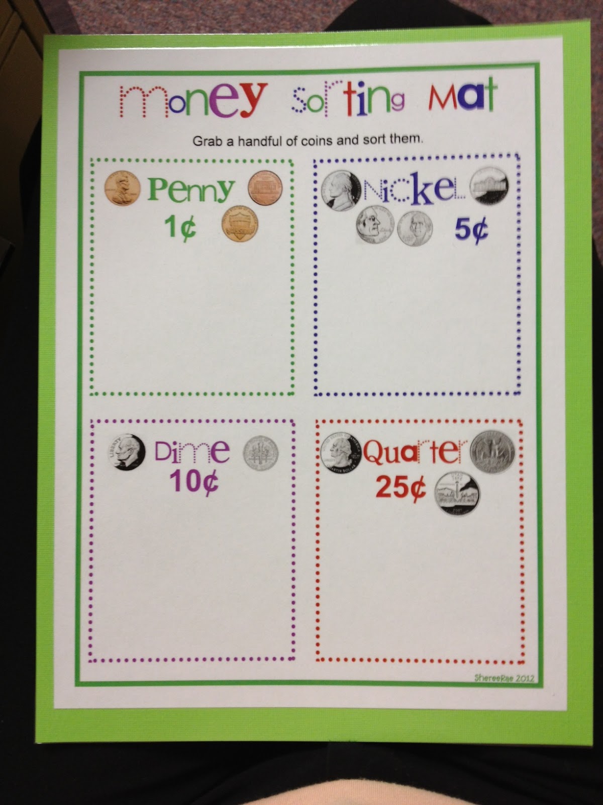 Money sorting mat! | Mrs. Hodge's Kids