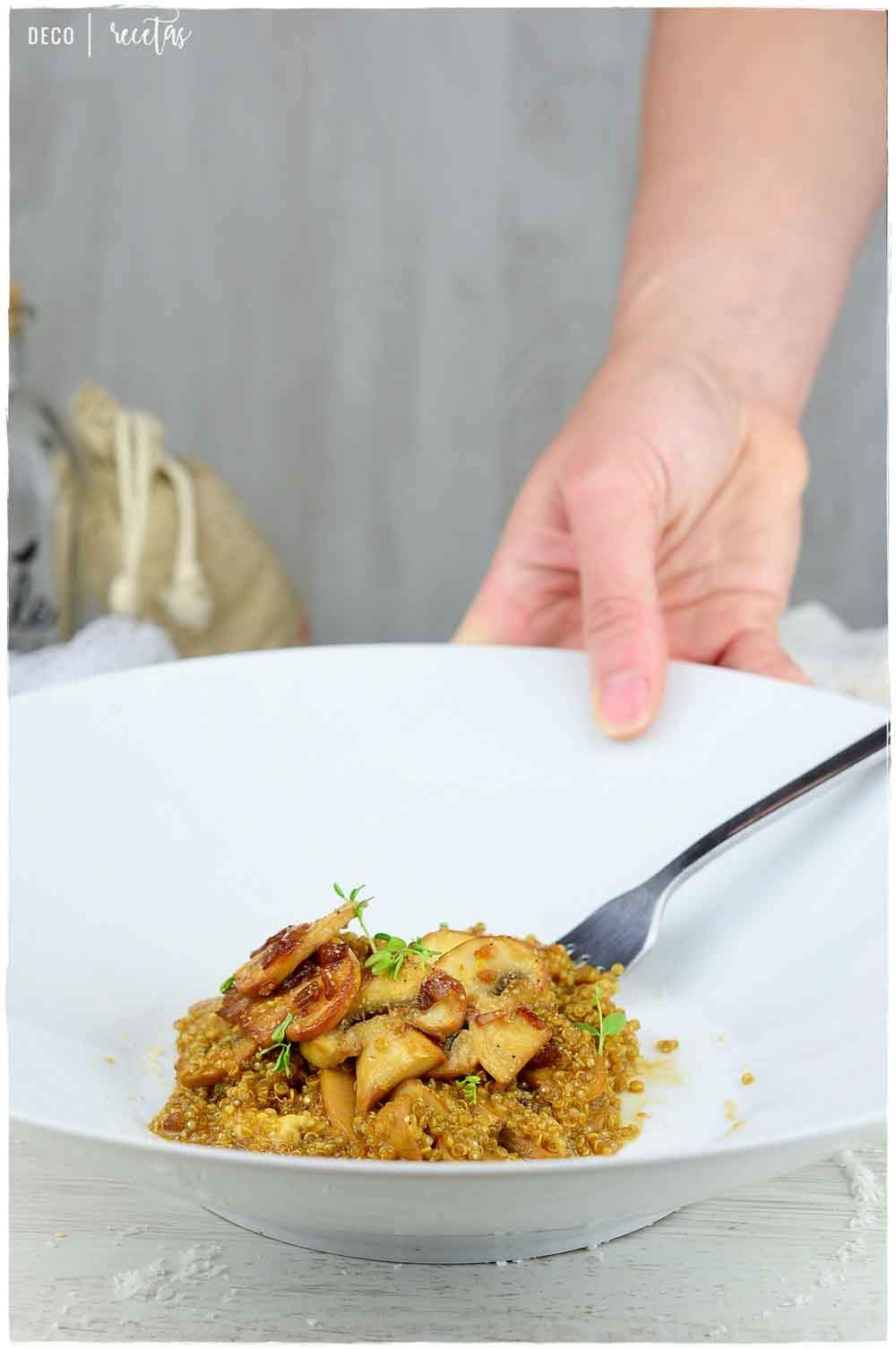 Quinotto (risotto de quinoa) con champiñones y queso Quinoa receta ...