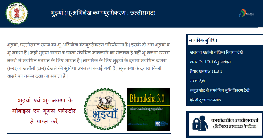Chhattisgarh Bhuiyan Bhu Naksha Khasra Khatauni Online Land Records
