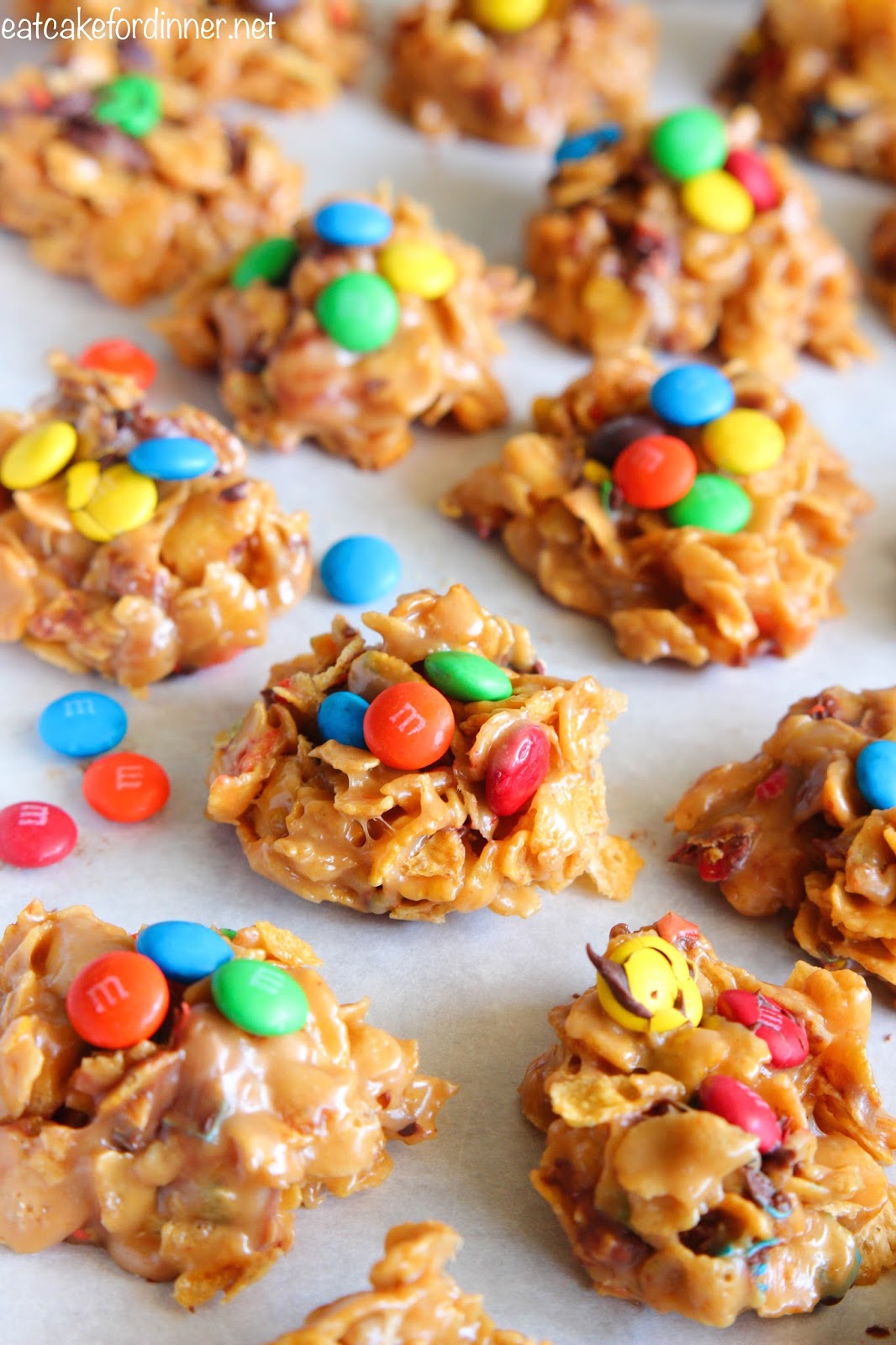 No-Bake Peanut Butter M&M Corn Flake Cookies | Eat Cake For Dinner ...