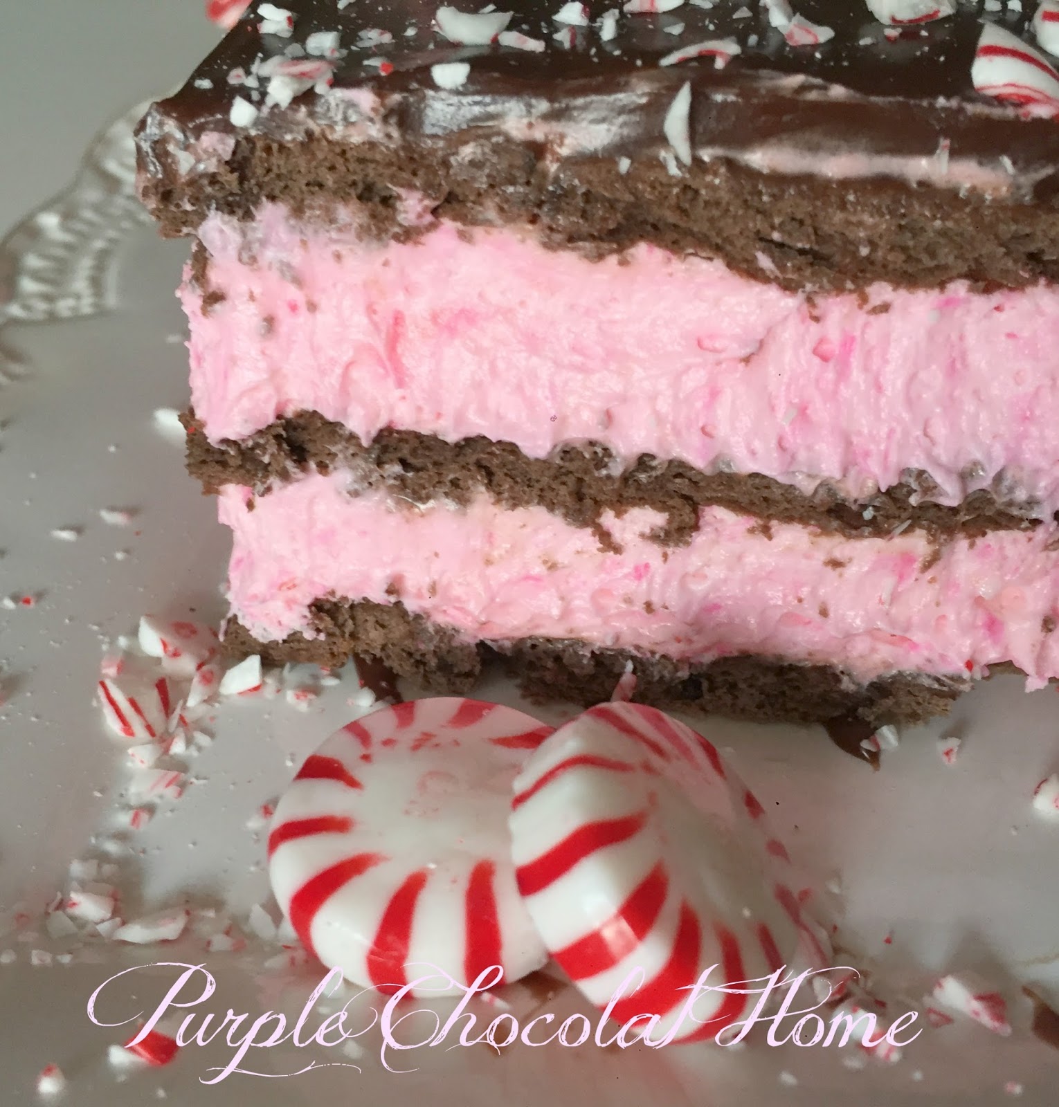 Peppermint Chocolate Eclair Cake - Purple Chocolat Home