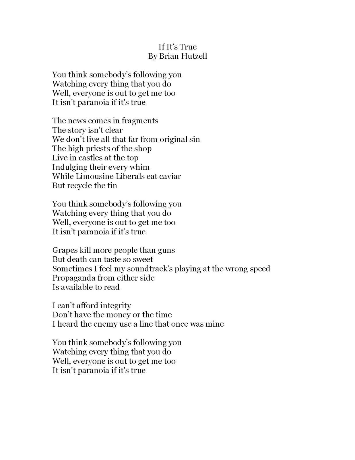 AladdinFoot: “If It's True” - lyrics and lead sheet