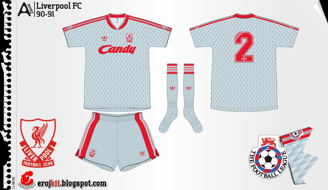 Kit Design, by eroj: 1989-91 Liverpool (Home, Away e GK)