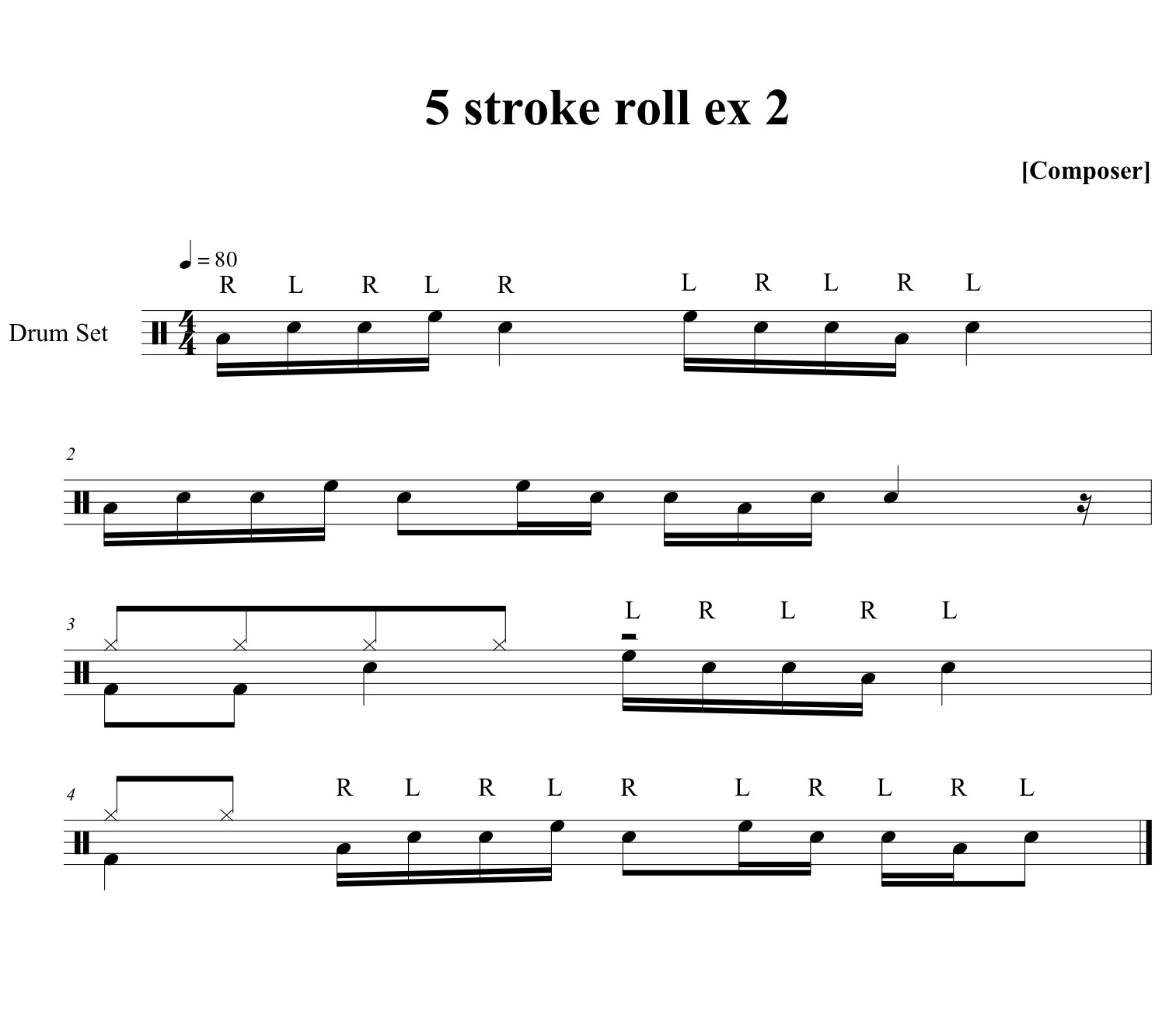 Playsomething Drums: 5 stroke roll ex 2