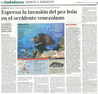 La Quigua: El Pez Leon en Venezuela