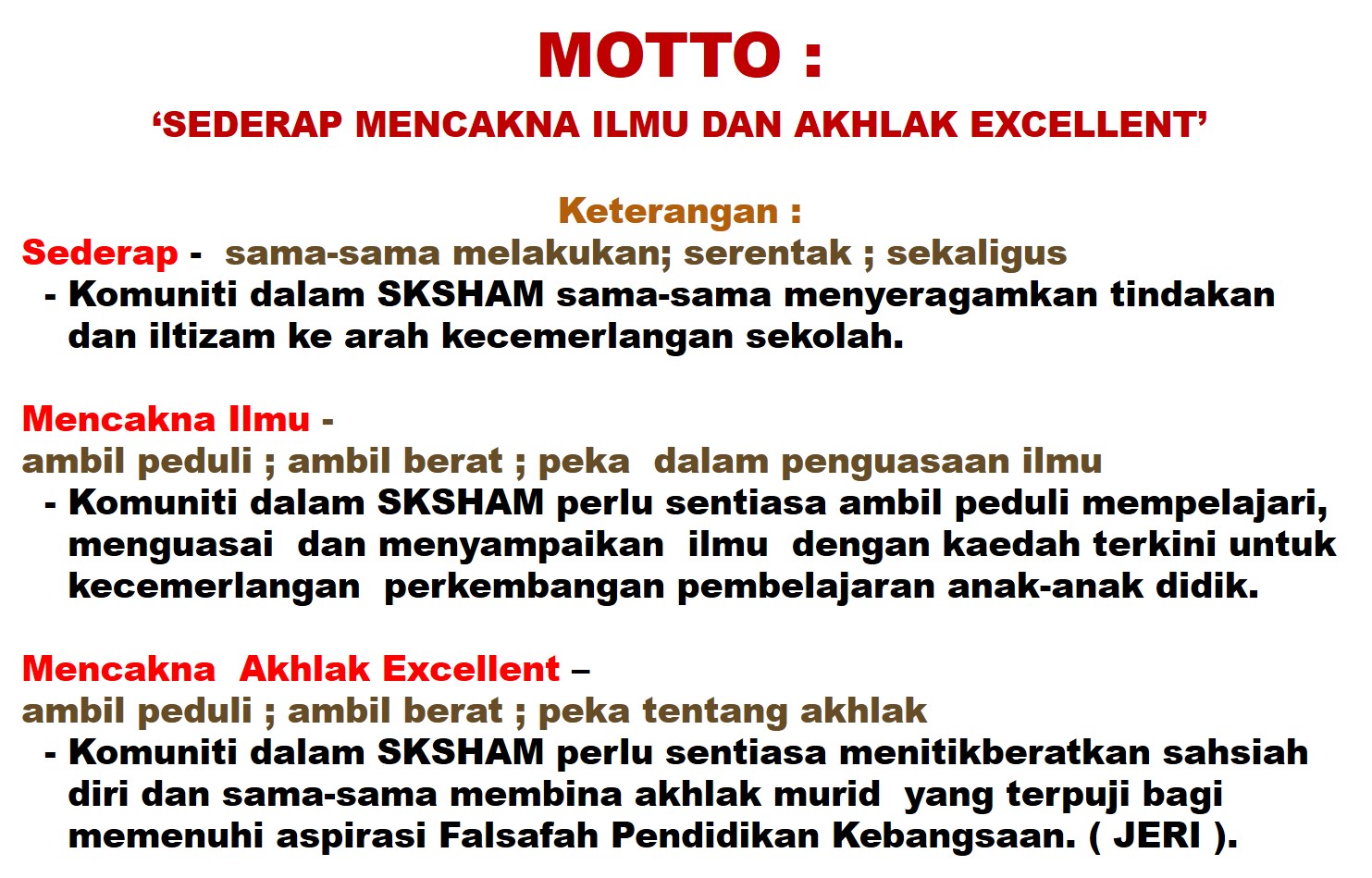 SK Sungai Haji Muhammad: MISI, VISI DAN MOTTO