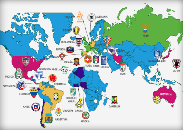 Futbol: Mapa geográfico