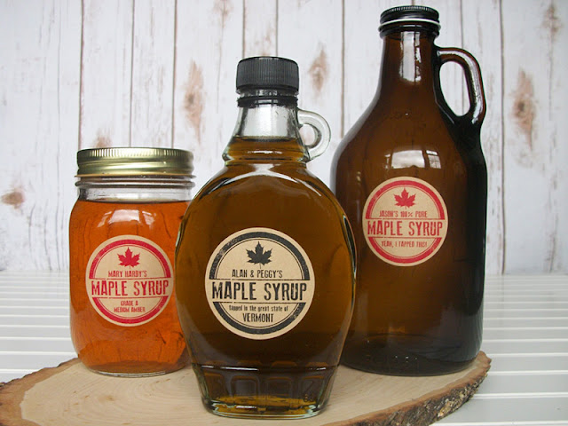 Colorful Adhesive Canning Jar Labels: Custom Maple Syrup Bottle Labels