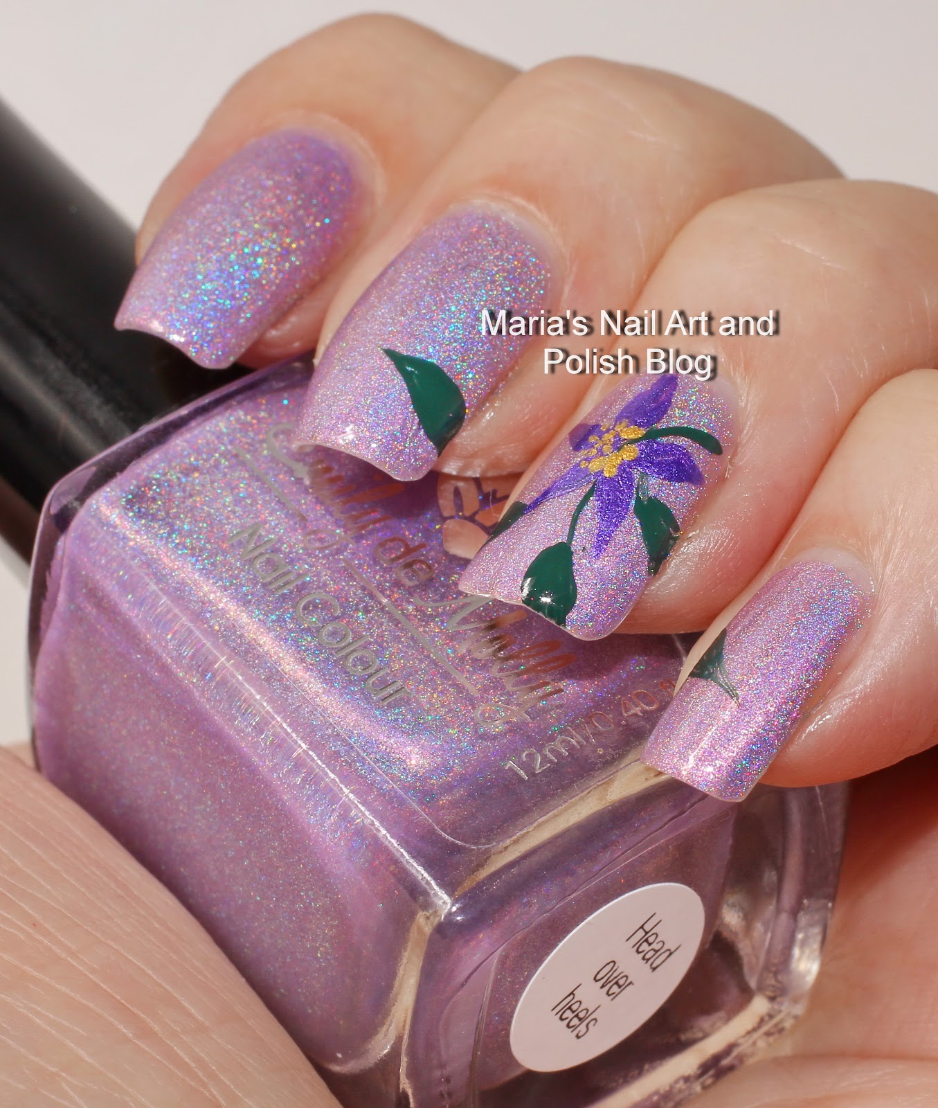 Marias Nail Art and Polish Blog: Accent nail with large floral nail art