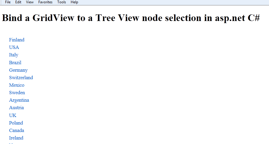 ASP.NET 4 TUTORIALS: Bind a GridView to a Tree View node selection in ... ASP.NET 4 TUTORIALS: Bind a GridView to a Tree View node selection in ...