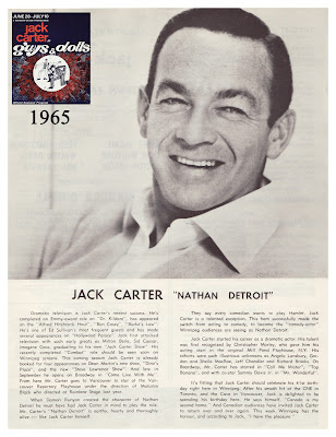 centre stage: An old Rainbow Stage performer bio from Jack Carter in 1965!