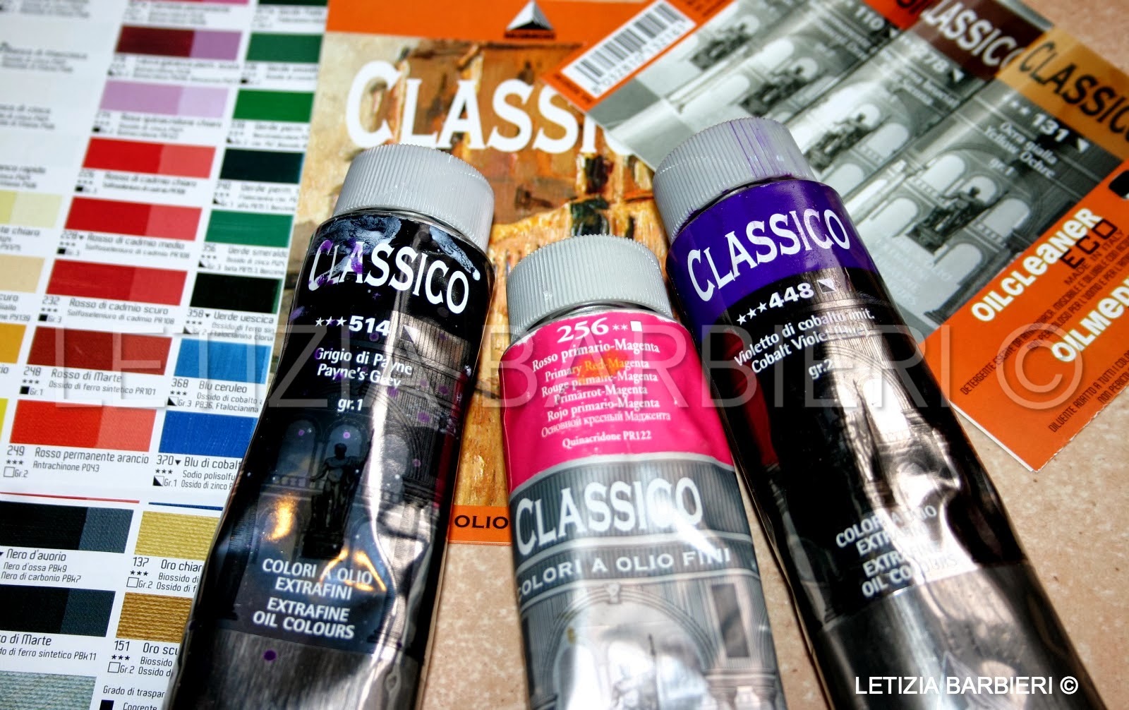 LETIZIA BARBIERI: Colori per pittura a olio extrafini, Classico Maimeri.