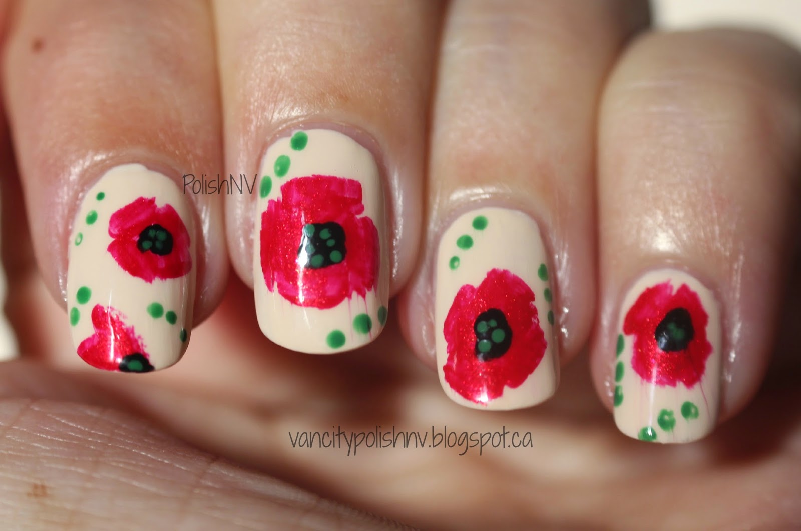 PolishNV: Remembrance Day Poppy Nail Art