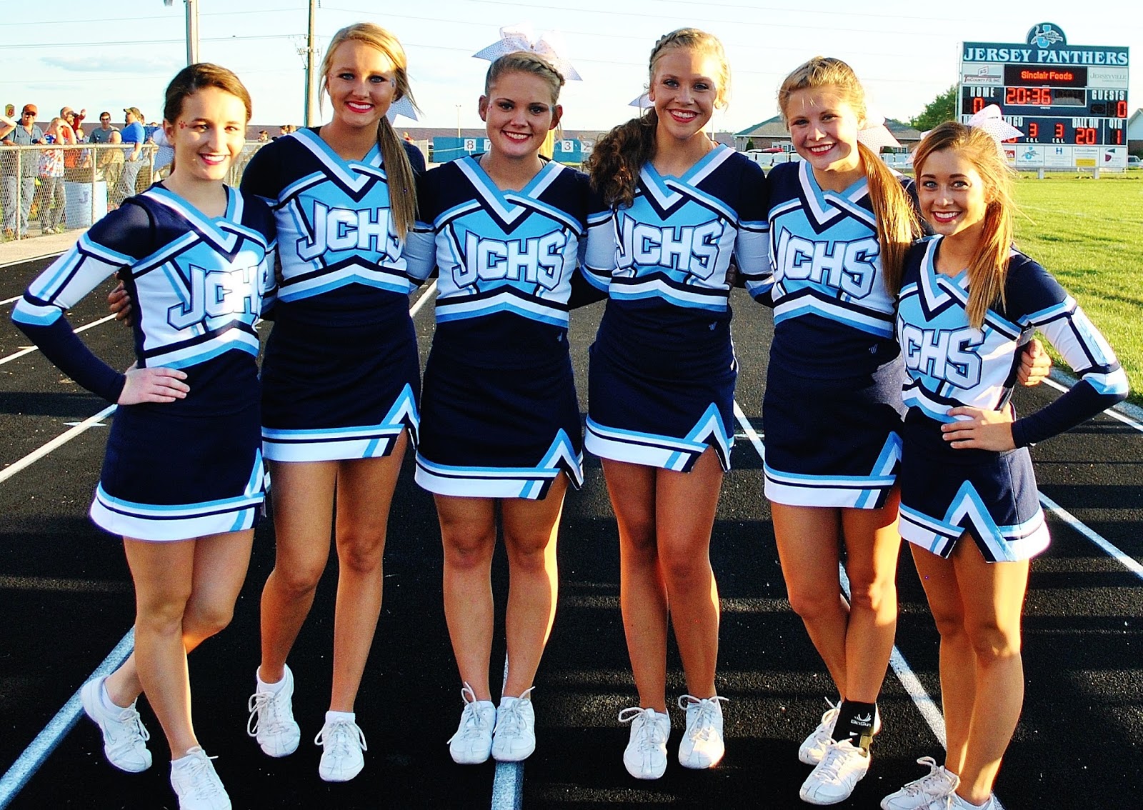 HOME OF THE JERSEY PANTHERS: Cheerleaders/Blue Crew/Mascot