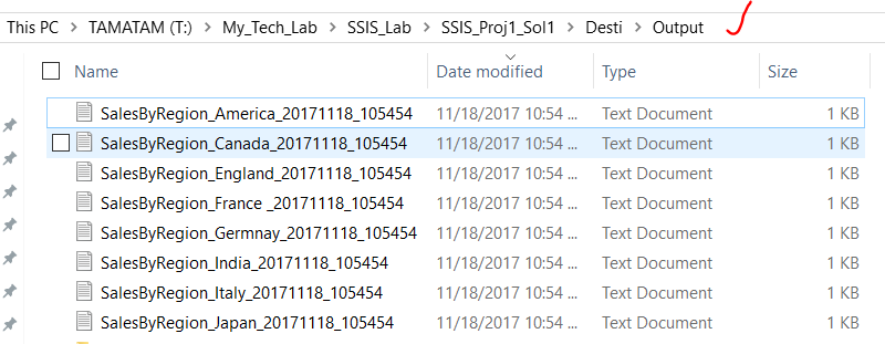 How to Create Multiple Flat File Destinations for each Region Data from Sales Table Source of ...