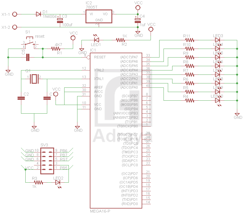 Adraya Blog Led Berjalan Sederhana Dengan Avr Atmega16