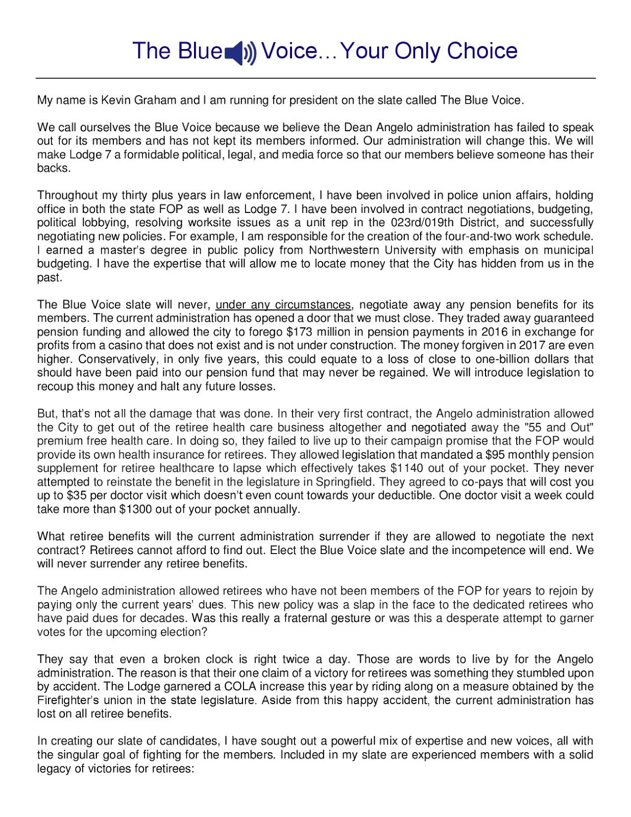 The Blue Voice: Blue Voice Letters to the Membership