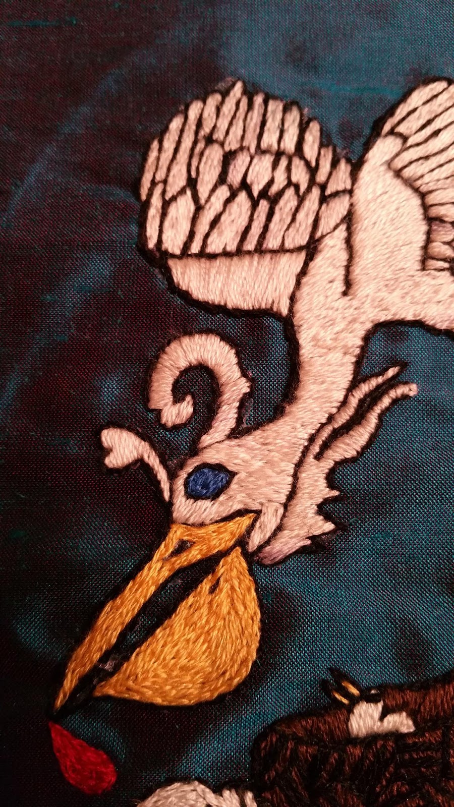 As the Needle Passes: Pelican Embroidery