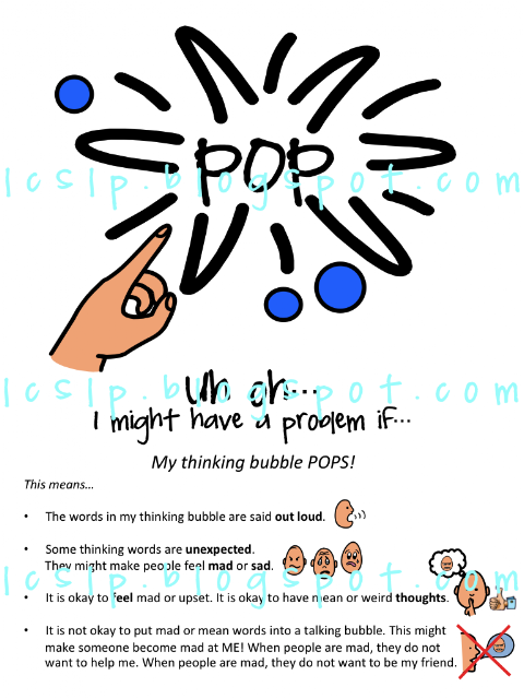 L.C., SLP: Shaping Social Behaviors : Thinking vs. Talking Bubbles Part 1