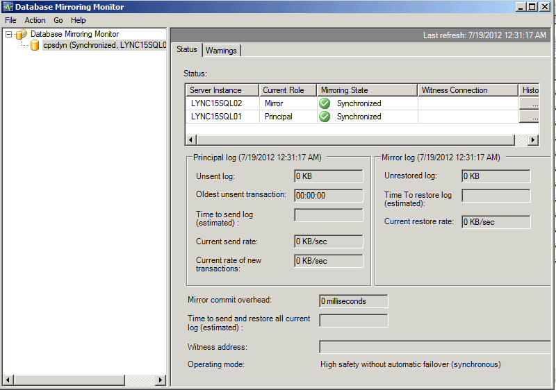 Database Mirroring Step-by-Step (Lync 2013)