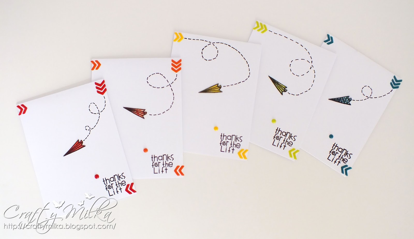 Crafty Milka: Rainbow Paper Plane Card Set