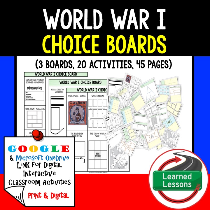 American History Digital Learning Classroom Choice Boards - Learned ...