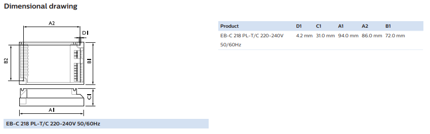 PHILIPS - EB-C 218 PL-T/C 220-240V 50/60Hz | DISTRIBUTOR RESMI LAMPU ...