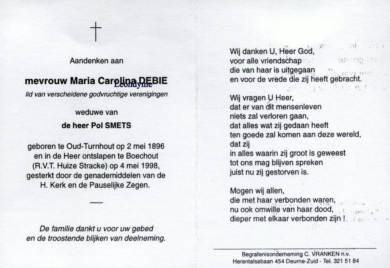 Historische weetjes: Maria Carolina Debie 1896-1998, de 102-jarige van ...