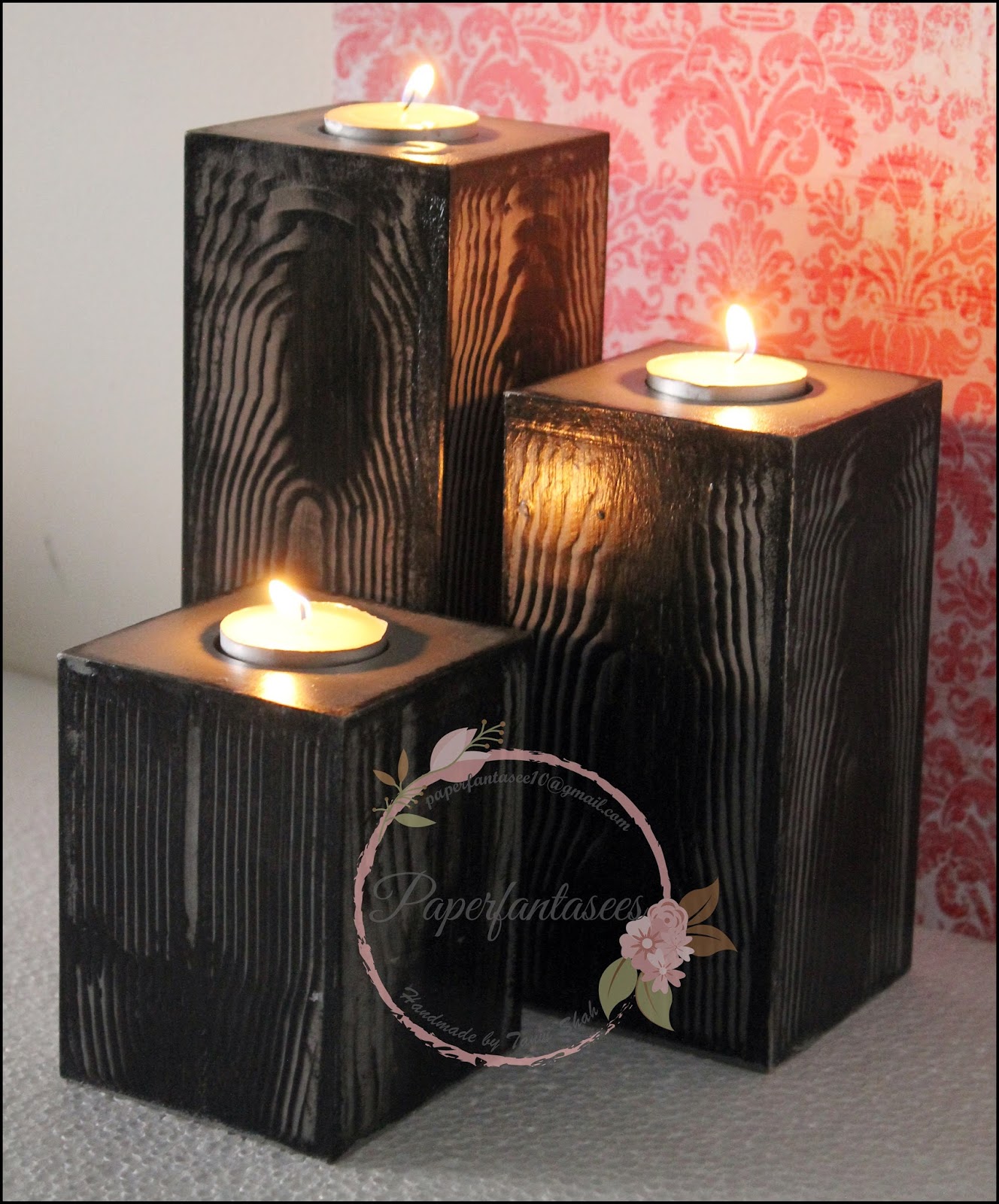 Paper Fantasees - The Craft Blog: T-light holder with Wood grain texture